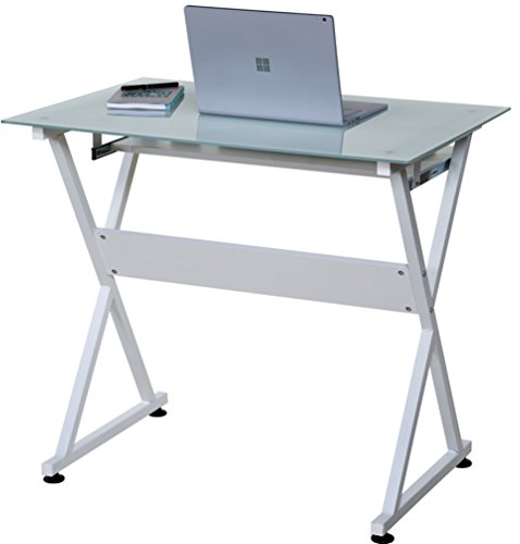 OneSpace Ultramodern Glass Computer Desk, White