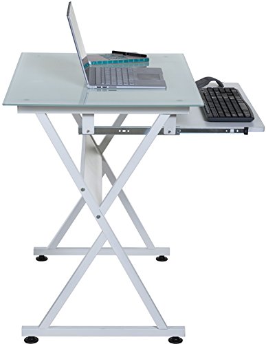 OneSpace Ultramodern Glass Computer Desk, White