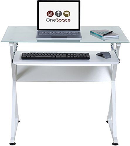 OneSpace Ultramodern Glass Computer Desk, White