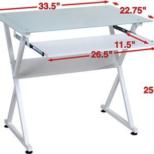 OneSpace Ultramodern Glass Computer Desk, White