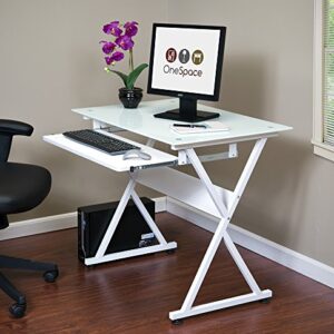 OneSpace Ultramodern Glass Computer Desk, White