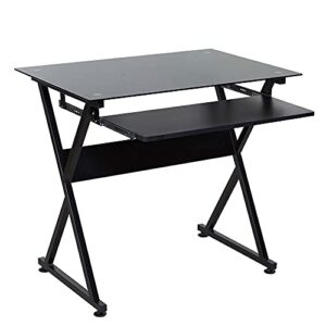 onespace ultramodern glass computer desk, black