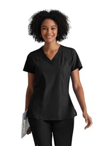 barco one 5105 4 pkt v-neck princess perforated panel (black, medium)