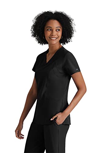 BARCO One 5105 4 Pkt V-Neck Princess Perforated Panel (Black, Medium)