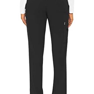 Med Couture Scrub Pants Women, Yoga Cargo Pocket Scrub Pant,Black, Large