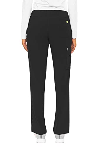 Med Couture Scrub Pants Women, Yoga Cargo Pocket Scrub Pant,Black, Large