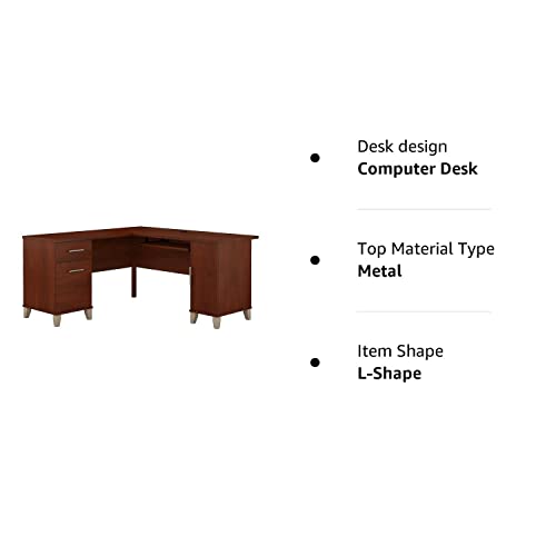 Bush Furniture WC81730 L Shaped Desk with Storage, 60W, Hansen Cherry