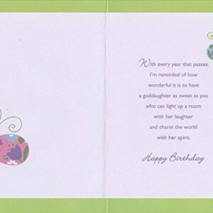 Designer Greetings Three Colorful Butterflies on Glitter Background: Goddaughter Birthday Card