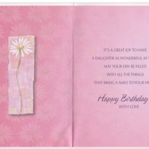 Tall Daisy with Glitter in White Frame Die Cut: Daughter - Designer Greetings Birthday Card