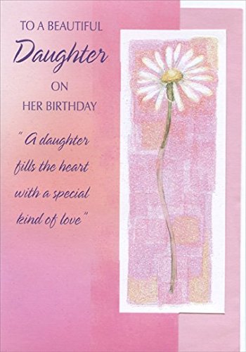 Tall Daisy with Glitter in White Frame Die Cut: Daughter - Designer Greetings Birthday Card