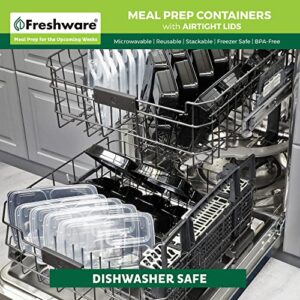 Freshware Meal Prep Containers [15 Pack] 3 Compartment with Lids, Food Containers, Lunch Box, Stackable, Bento Box, Microwave/Dishwasher Safe (32 oz)