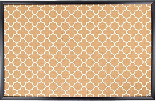 U Brands Cork Bulletin Board, 35 X 23 Inches, Black Wood Frame, Fashion Design Print