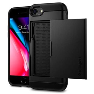 spigen slim armor cs case compatible with iphone se 2022 5g, iphone se 2020, iphone 8 and iphone 7 - black