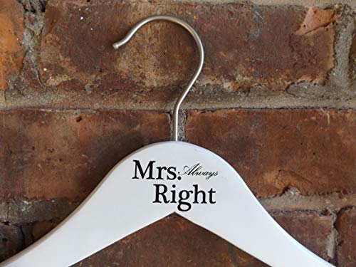 NAHANCO MRSAR20117 Bridal Hanger Set, Wooden Hangers Imprinted with Mr. Right and Mrs. Always Right, 17” (2 Piece Set)