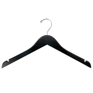 nahanco 8217chnobarhu 17” wooden top hanger, flat with notches, chrome hook, black (pack of 25)