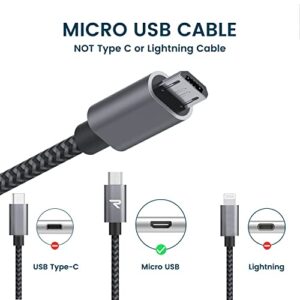 Micro USB Cable,[2 Pack/3.3ft],Rampow QC 3.0 Fast Charging & Sync Android Charger,Braided Nylon Micro USB Cables for Samsung Galaxy S7/S6 and Edge,Note 6/5,Sony,Kindle,PS4,Android Devices - Space Grey