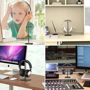 New bee Headphone Stand Headset Holder Earphone Stand with Aluminum Supporting Bar Flexible Headrest ABS Solid Base for All Headphones Size (Black)