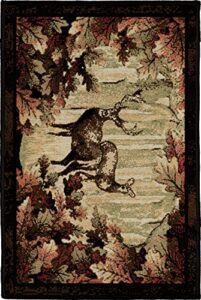 rug empire rustic lodge, deer area rug, 26" w x 39" l, black