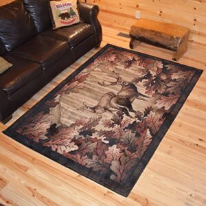 Rug Empire Rustic Lodge, Deer Area Rug, 26" W x 39" L, Black