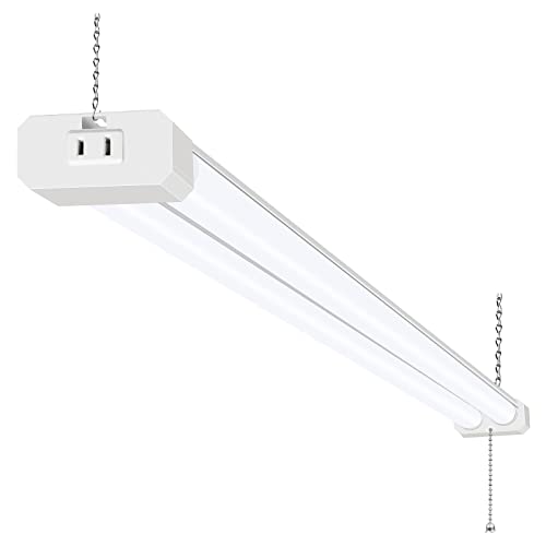 5000K LED Shop Light Linkable, 4FT Daylight 42W LED Ceiling Lights for Garages, Workshops, Basements, Hanging or FlushMount, Included Power Cord and Pull Chain, 4200lm, ETL- 1 Pack