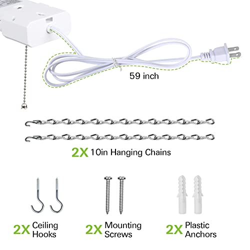 5000K LED Shop Light Linkable, 4FT Daylight 42W LED Ceiling Lights for Garages, Workshops, Basements, Hanging or FlushMount, Included Power Cord and Pull Chain, 4200lm, ETL- 1 Pack