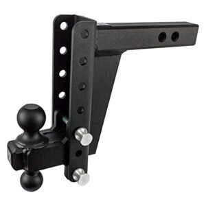 bulletproof hitches 2.0" adjustable heavy duty (22,000lb rating) 8" drop/rise trailer hitch with 2" and 2 5/16" dual ball (black textured powder coat, solid steel)