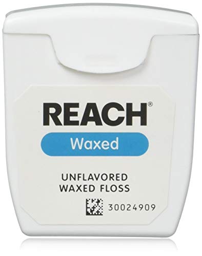 Reach Unflavored Waxed Dental Floss for Oral Care & Removal of Plaque & Food From Teeth & Gum Line, Accepted by the American Dental Association (ADA), Unflavored, 55 yds (Pack of 3)