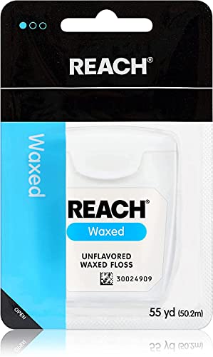 REACH Unflavored Waxed Dental Floss, 55 yds (Pack of 4)