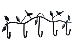 black metal 5 hooks wall mount birds hook hanger rack holder