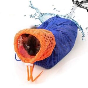 Cat Grooming Bag Puppy Dog Cleaning Polyester Soft Mesh Scratch & Biting Resisted for Bathing Injecting Examining Nail Trimming