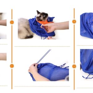 Cat Grooming Bag Puppy Dog Cleaning Polyester Soft Mesh Scratch & Biting Resisted for Bathing Injecting Examining Nail Trimming