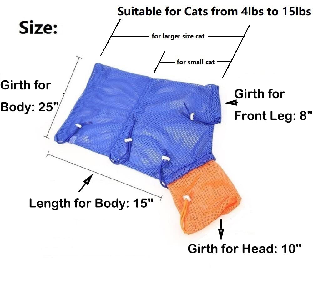 Cat Grooming Bag Puppy Dog Cleaning Polyester Soft Mesh Scratch & Biting Resisted for Bathing Injecting Examining Nail Trimming