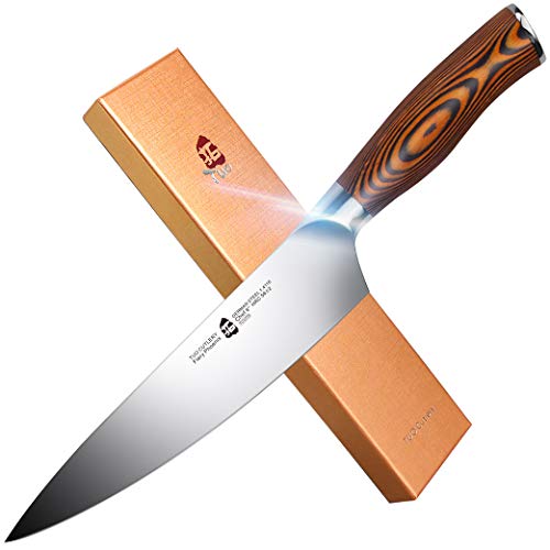 TUO Chef Knife 8 inch Kitchen Knives German High Carbon Stainless Steel Professional Sharp Chopping Knife, Chefs Knife with Pakkawood Handle and Gift Packaging