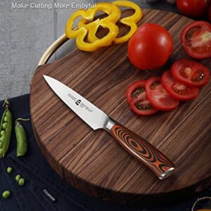 TUO Utility Knife, Small Kitchen Knife, 5 inch Paring Knife High Carbon German Stainless Steel Cutlery with Ergonomic Pakkawood Handle