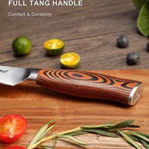 TUO Utility Knife, Small Kitchen Knife, 5 inch Paring Knife High Carbon German Stainless Steel Cutlery with Ergonomic Pakkawood Handle