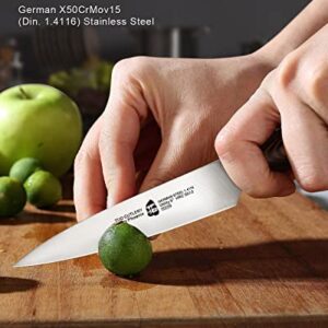 TUO Utility Knife, Small Kitchen Knife, 5 inch Paring Knife High Carbon German Stainless Steel Cutlery with Ergonomic Pakkawood Handle