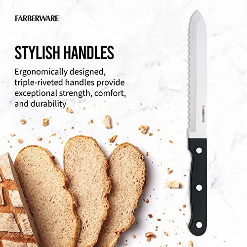 Farberware 14-Piece Triple-Rivet Knife Block Set with Built-In EdgeKeeper Knife Sharpener