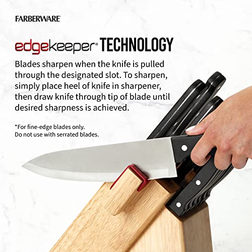 Farberware 14-Piece Triple-Rivet Knife Block Set with Built-In EdgeKeeper Knife Sharpener