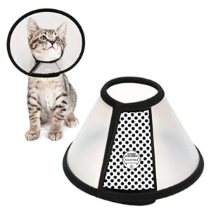 depets adjustable recovery pet cone e-collar for cats puppy rabbit, plastic elizabeth protective collar wound healing practical neck cover, small & medium