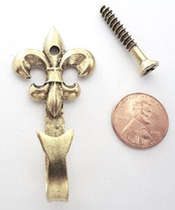 medium decorative fleur de lis wall decor hook, gold metal hk-600ag