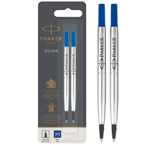 parker rollerball refill medium nib, blue, pack of 2