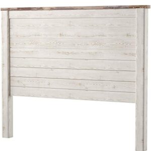 signature design by ashley willowton cottage farmhouse panel headboard only, queen, whitewash