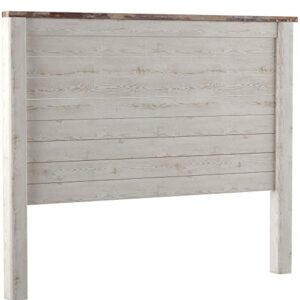 Signature Design by Ashley Willowton Cottage Farmhouse Panel Headboard ONLY, Queen, Whitewash