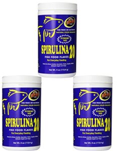 zoo med spirulina 20 flake fish food, 4-ounce (3 pack)