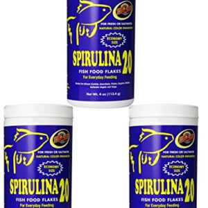 Zoo Med Spirulina 20 Flake Fish Food, 4-Ounce (3 Pack)