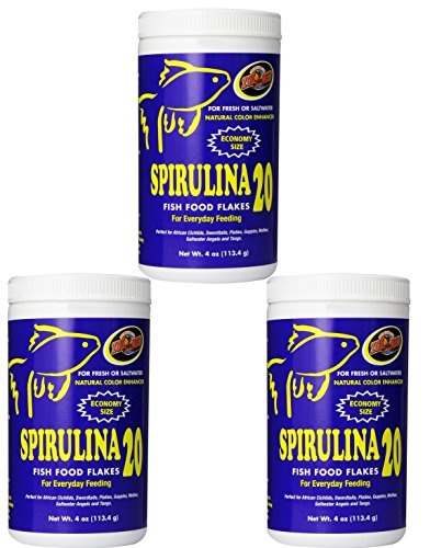 Zoo Med Spirulina 20 Flake Fish Food, 4-Ounce (3 Pack)