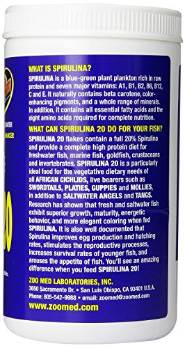 Zoo Med Spirulina 20 Flake Fish Food, 4-Ounce (3 Pack)