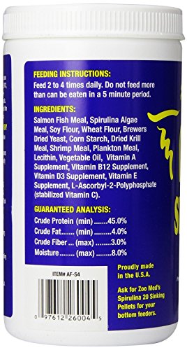 Zoo Med Spirulina 20 Flake Fish Food, 4-Ounce (3 Pack)