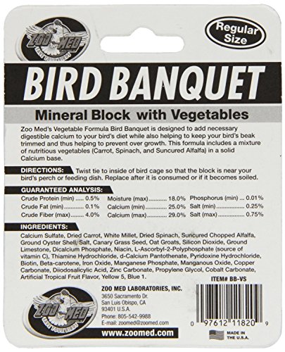 (3 Pack) Zoo Med Laboratories Bird Banquet Vegetable Mineral Block, Small