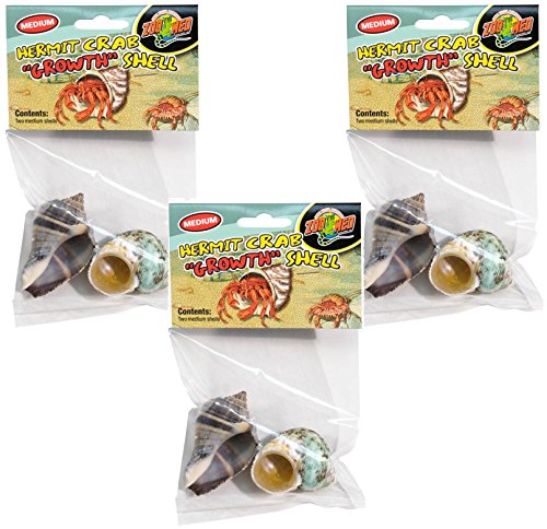 Zoo Med Hermit Crab Growth Shells, Size Medium - 6 Total (3 Packs with 2 Shells per Pack)